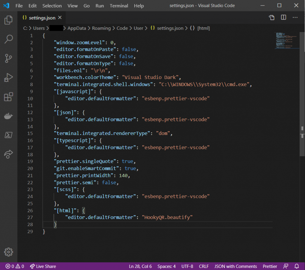 How to reset settings in Visual Studio Code?
